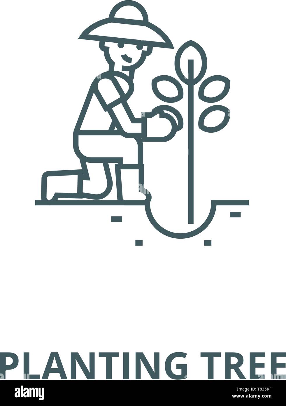 Planting tree vector line icon, linear concept, outline sign, symbol ...