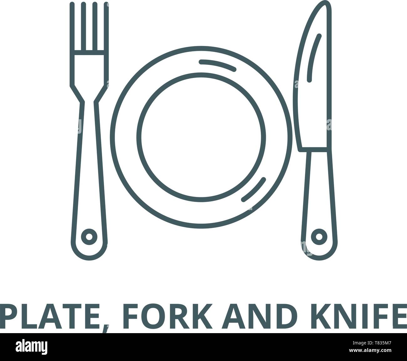 Plate, fork and knife vector line icon, linear concept, outline sign ...