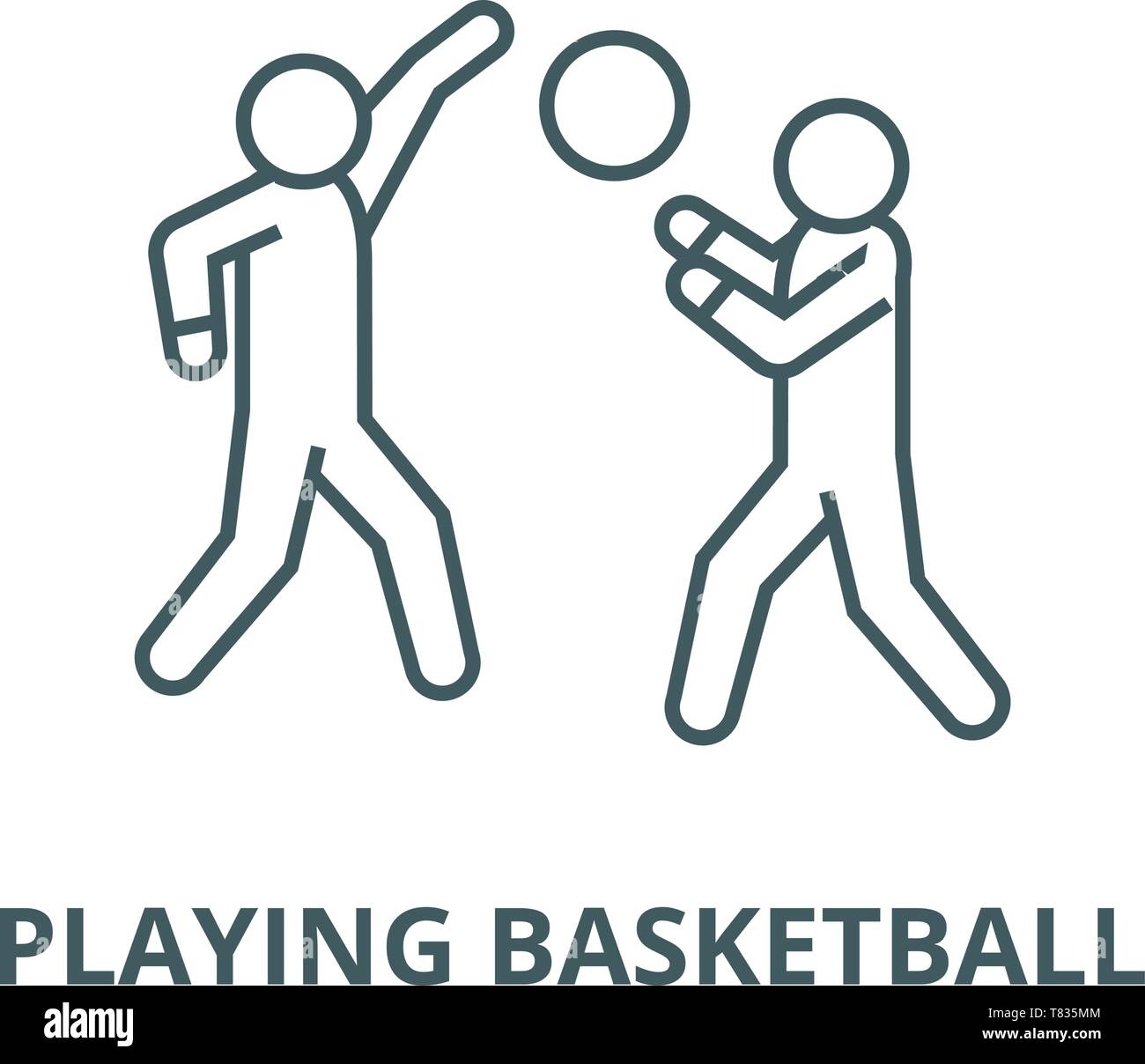 Playing basketball vector line icon, linear concept, outline sign ...