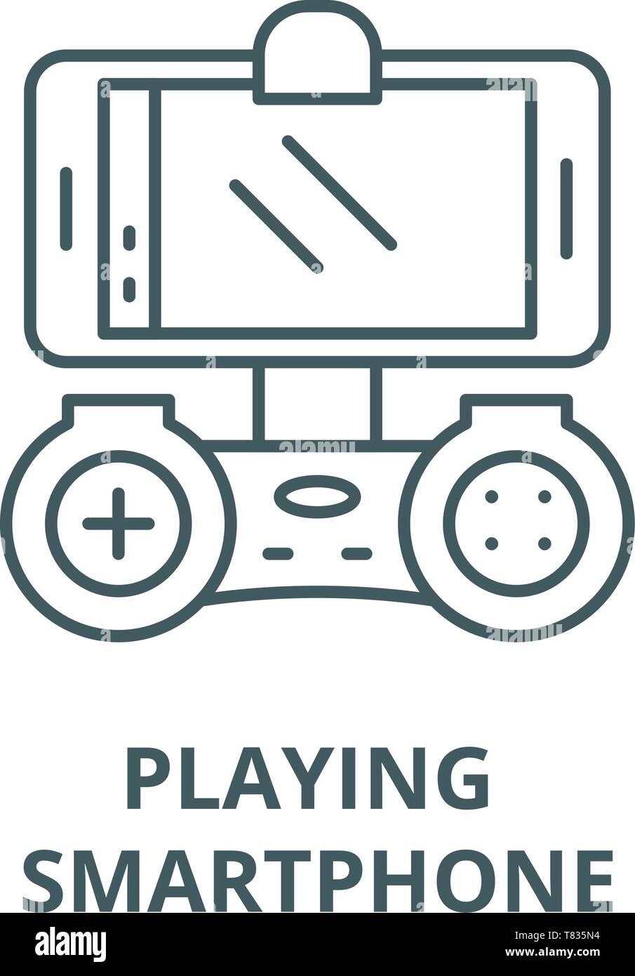 Playing on the smartphone vector line icon, linear concept, outline ...