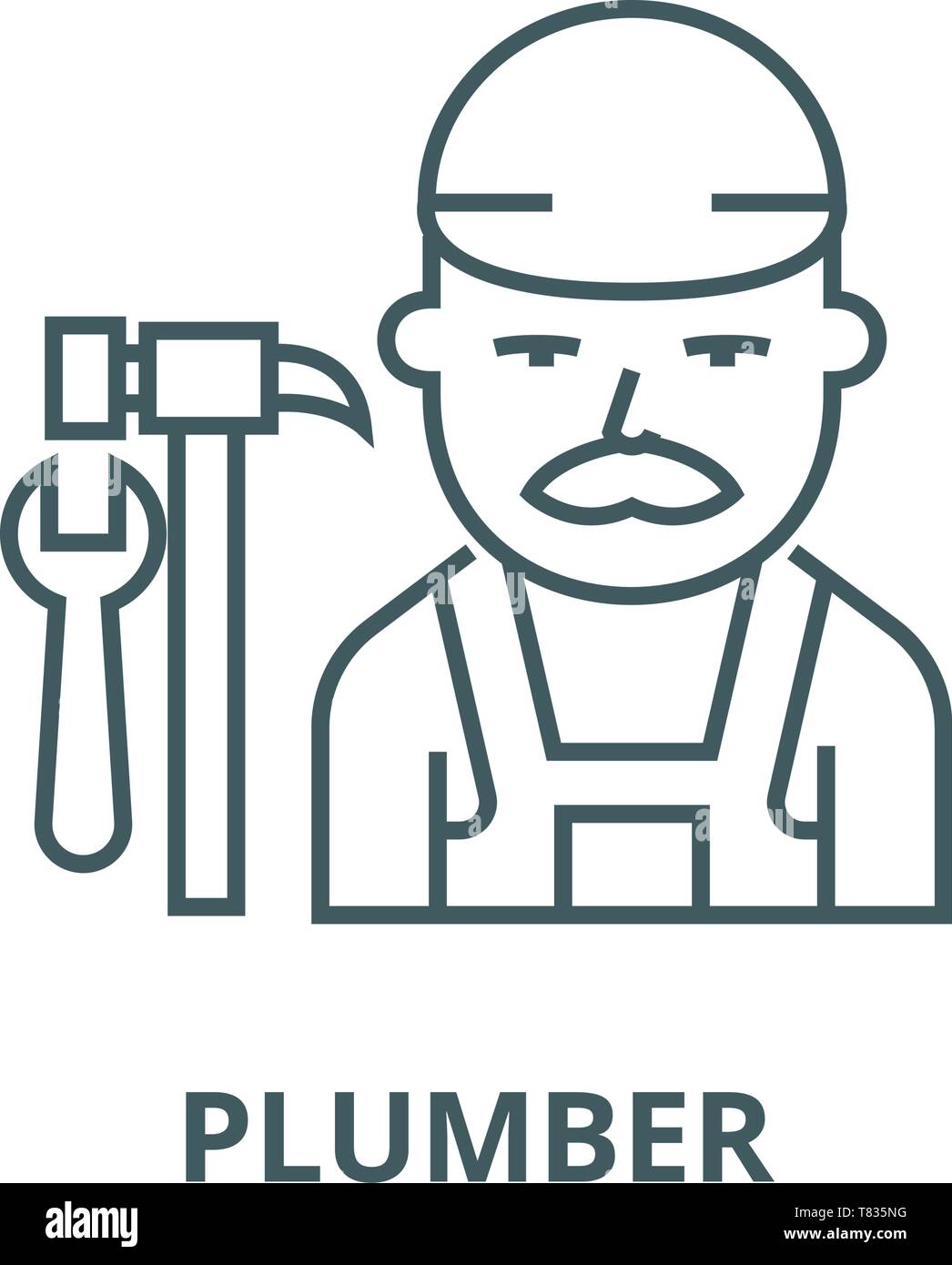 Plumber vector line icon, linear concept, outline sign, symbol Stock ...