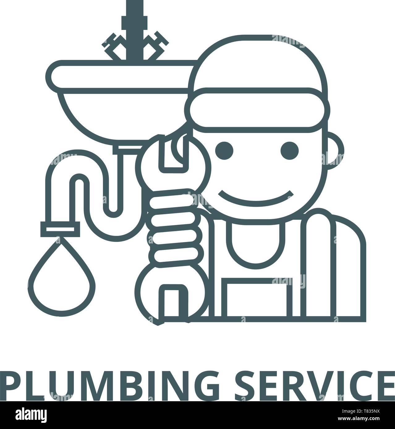Plumbing service vector line icon, linear concept, outline sign, symbol ...