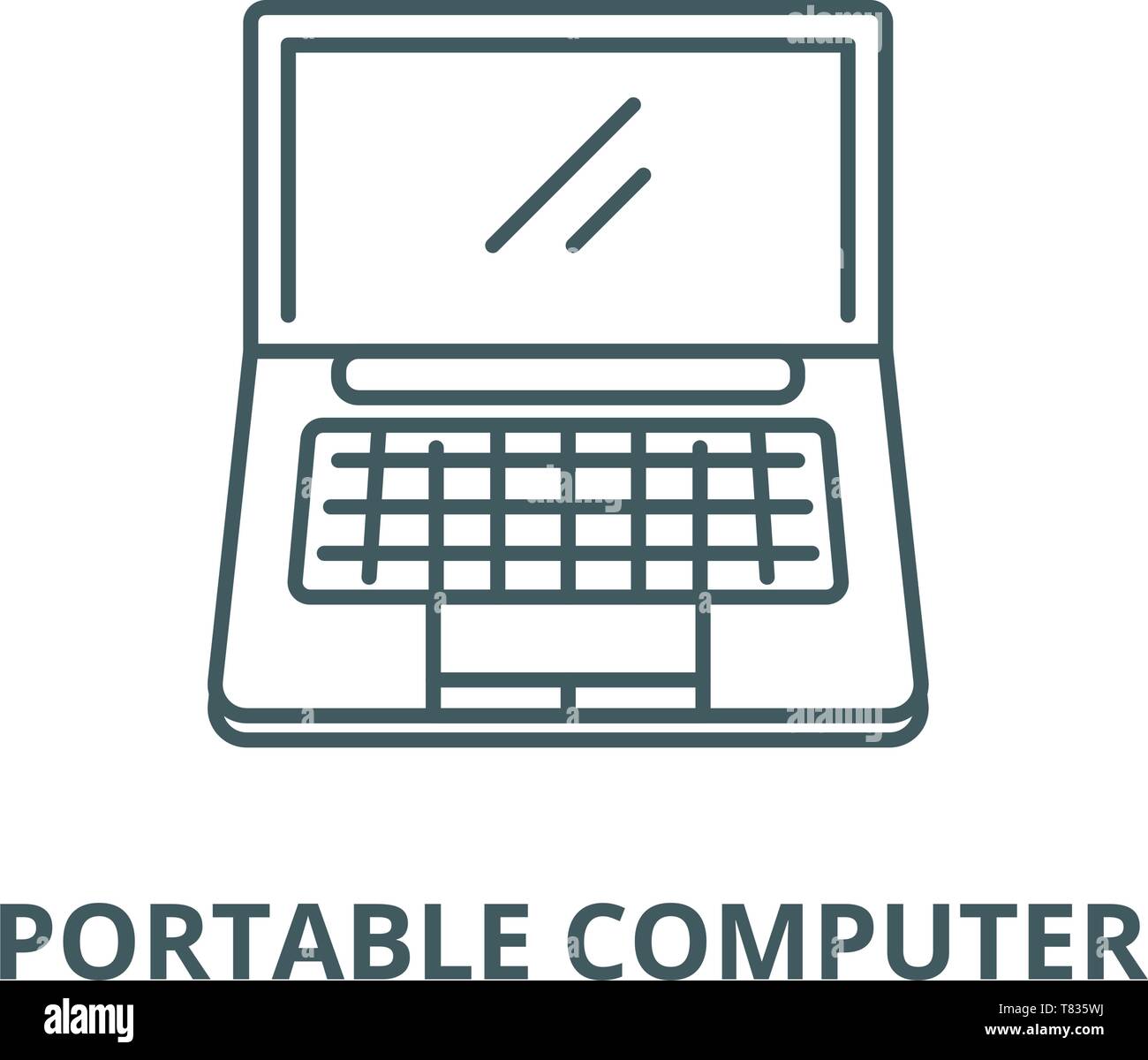 Portable computer vector line icon, linear concept, outline sign ...
