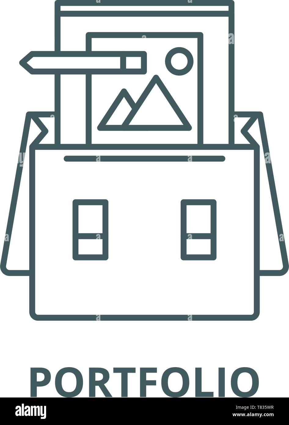 Portfolio vector line icon, linear concept, outline sign, symbol Stock ...