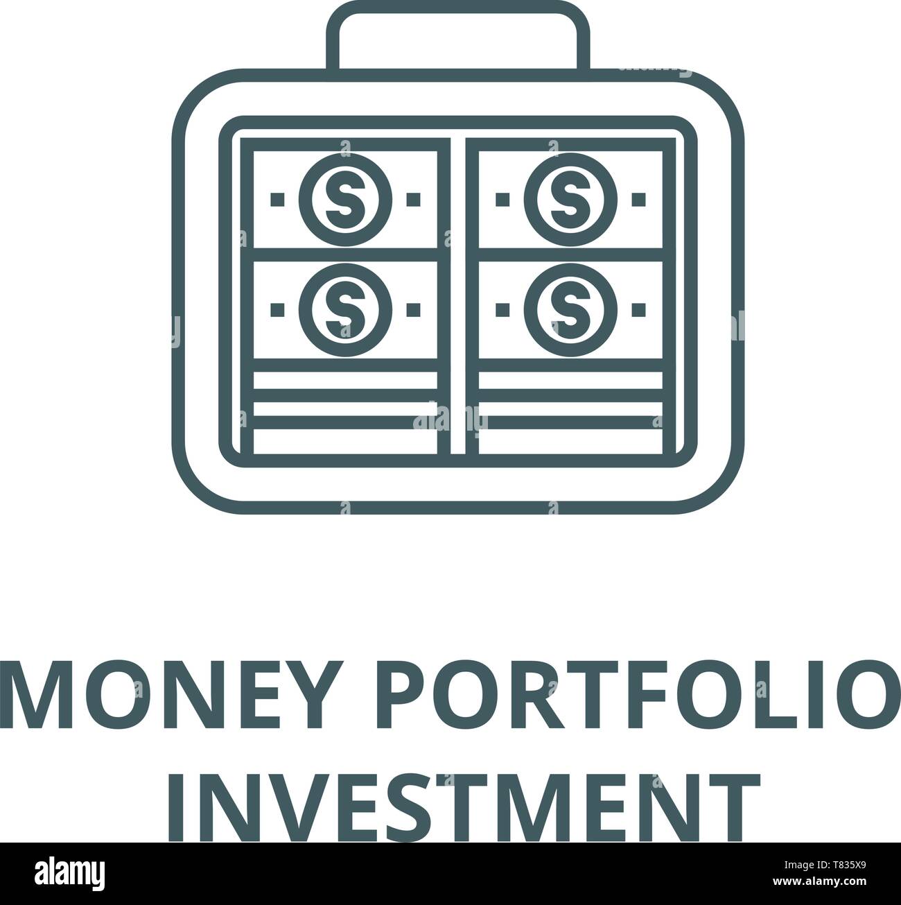 Portfolio money,investment,banknotes vector line icon, linear concept ...