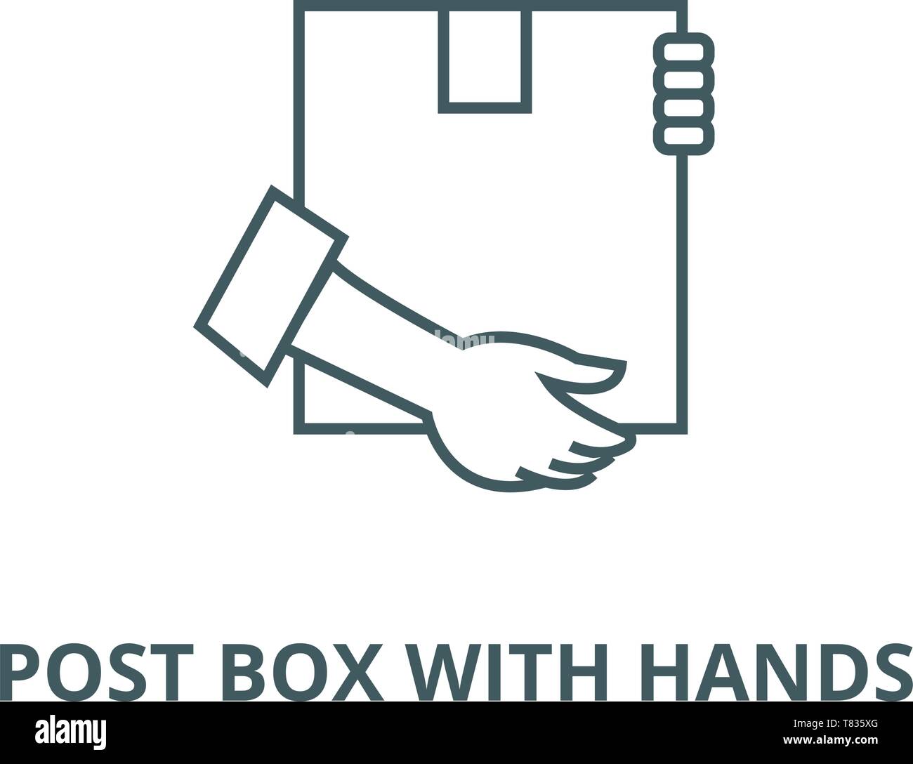 Post box with hands vector line icon, linear concept, outline sign ...