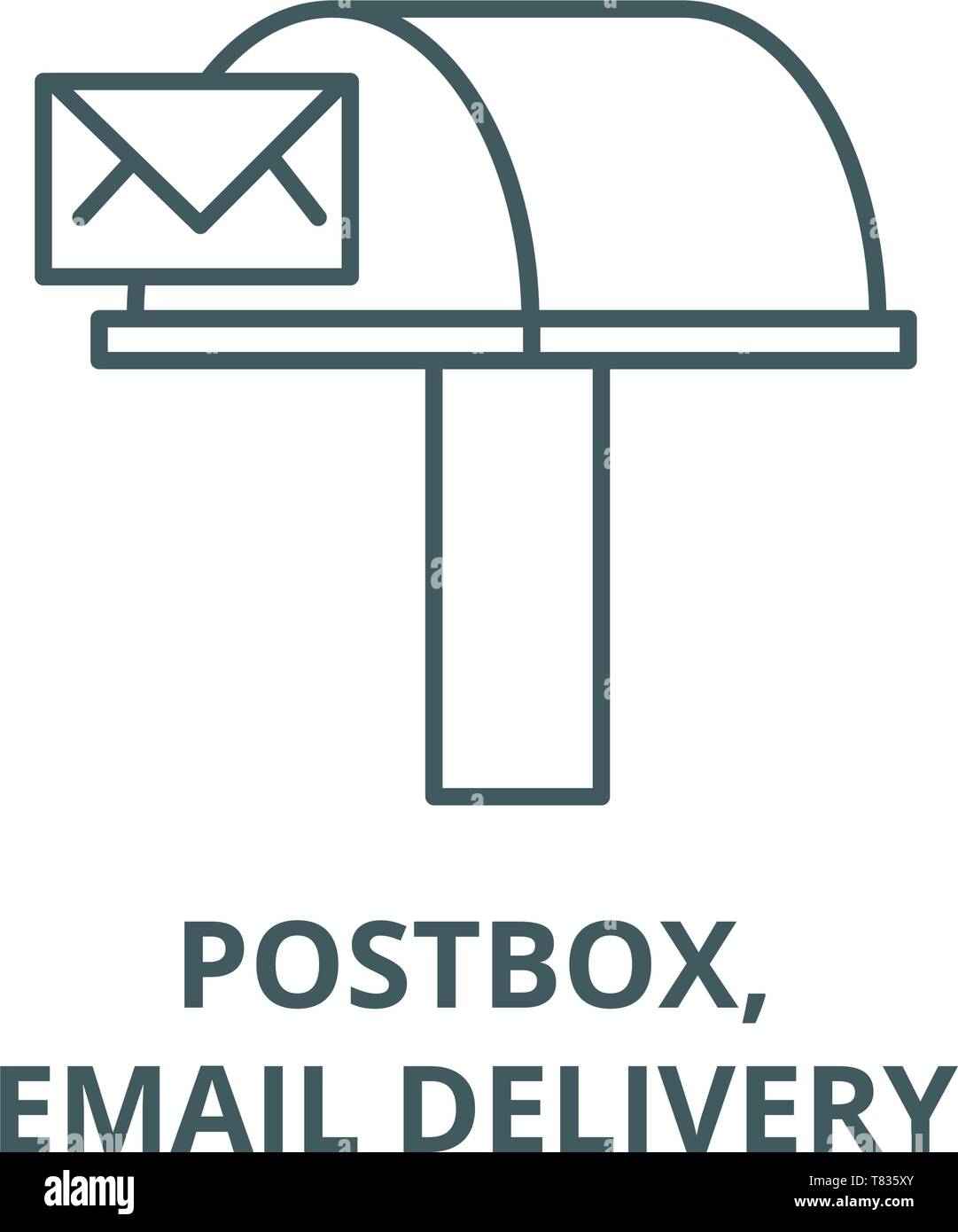 Postbox,email delivery vector line icon, linear concept, outline sign ...