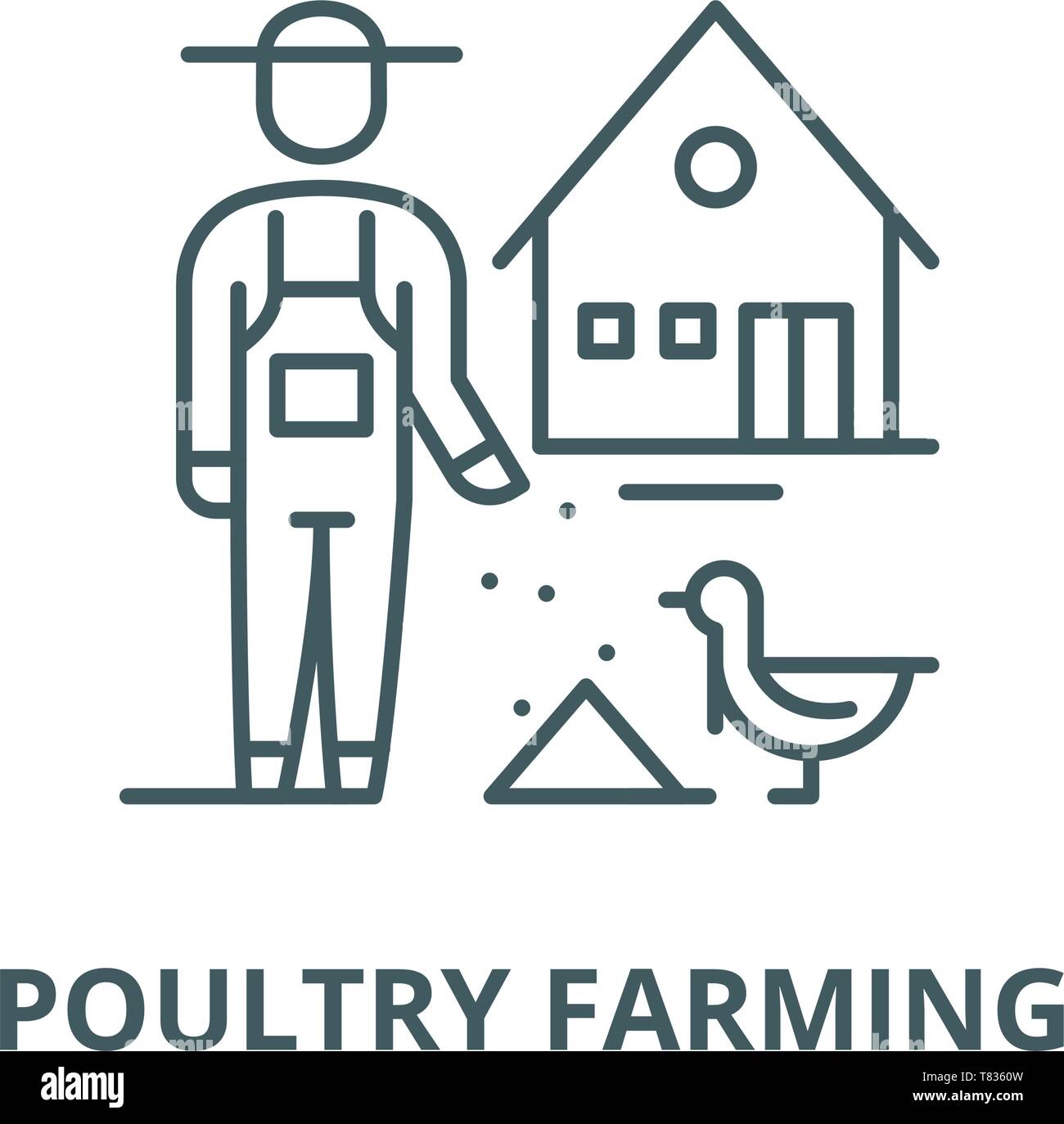 Poultry farming vector line icon, linear concept, outline sign, symbol ...