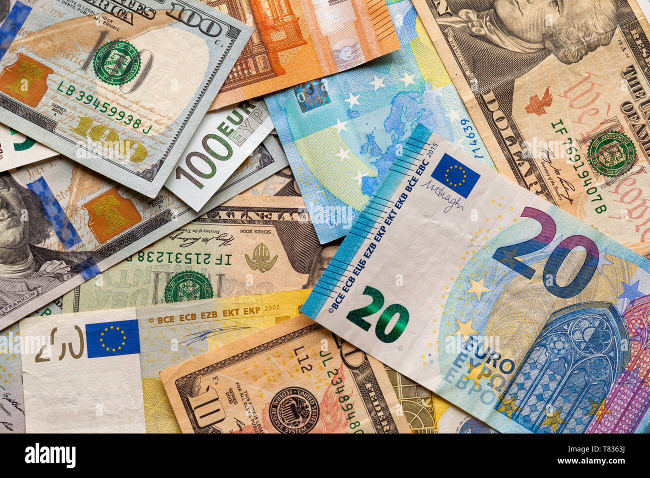 Colorful abstract background of different banknotes., Ukrainian ...