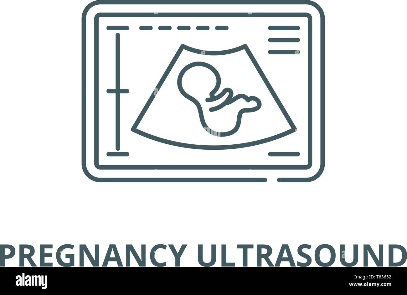 Pregnancy ultrasound vector line icon, linear concept, outline sign ...