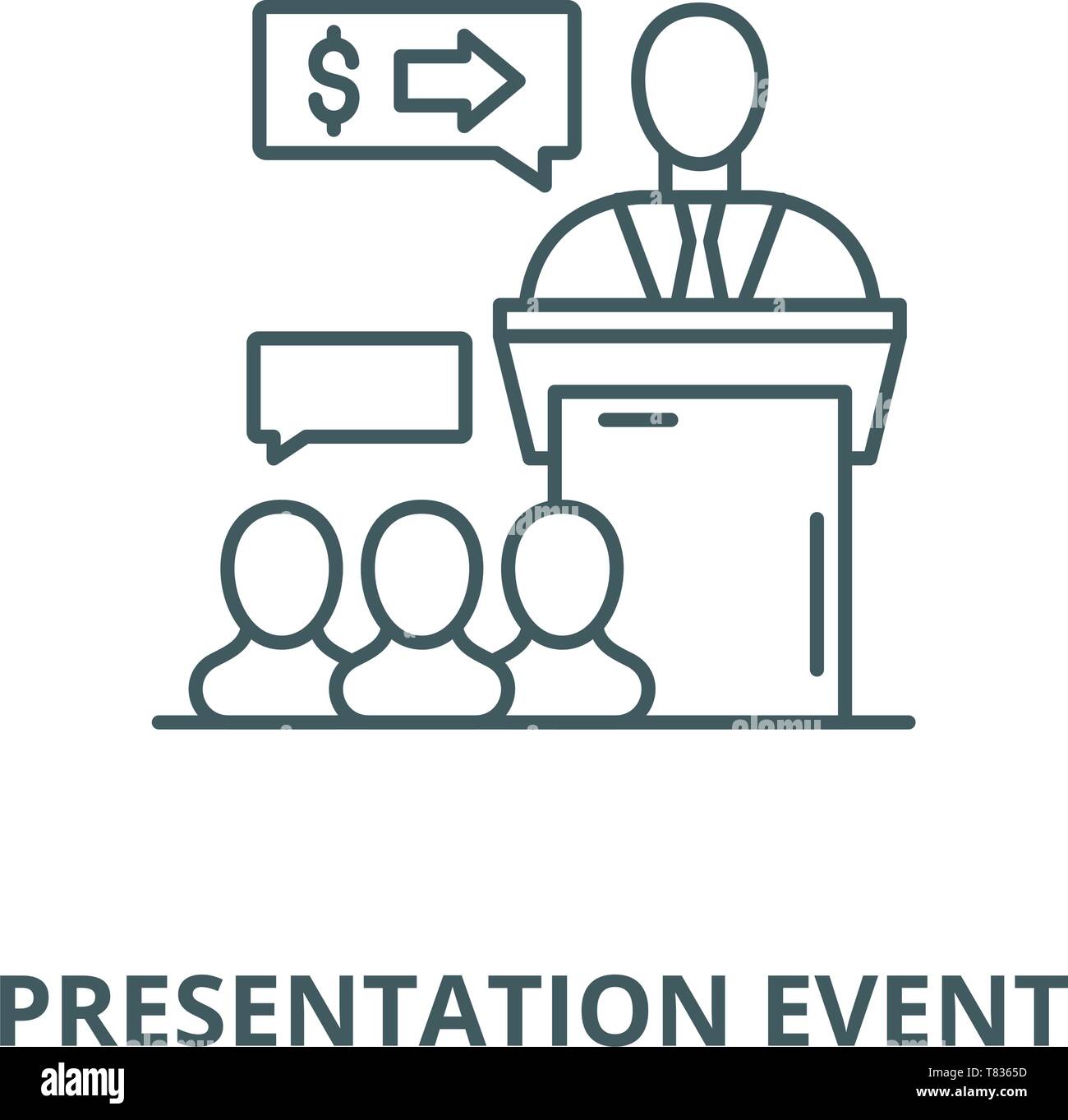 Presentation event vector line icon, linear concept, outline sign ...