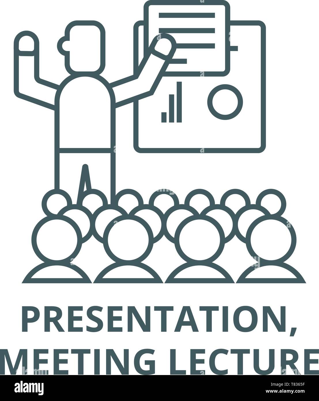 Presentation,meeting,lecture vector line icon, linear concept, outline ...