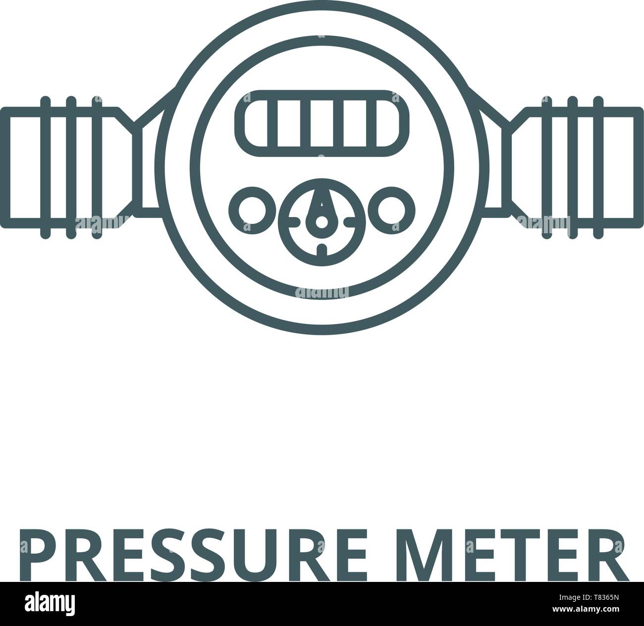 Pressure meter vector line icon, linear concept, outline sign, symbol ...