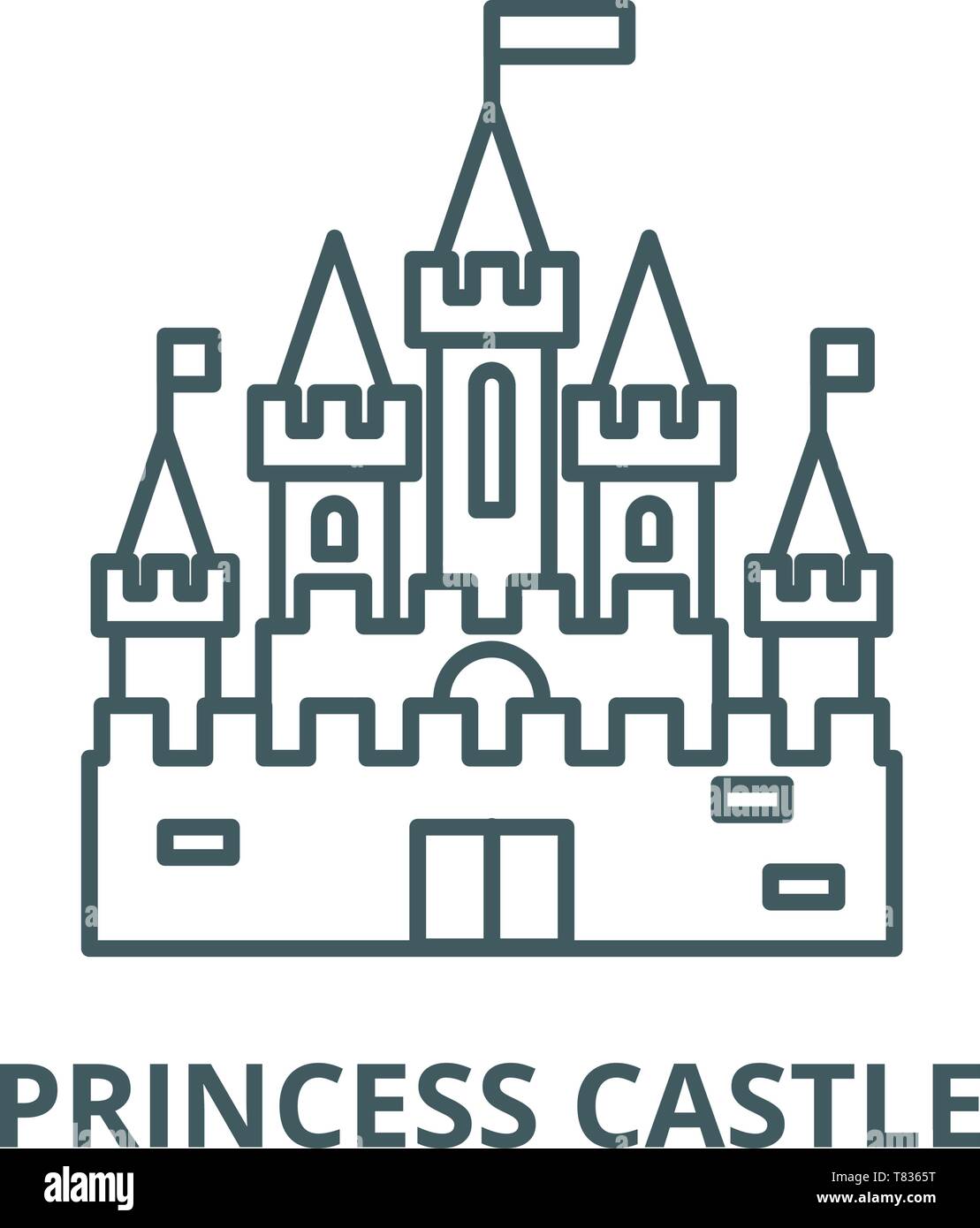 Princess castle vector line icon, linear concept, outline sign, symbol ...