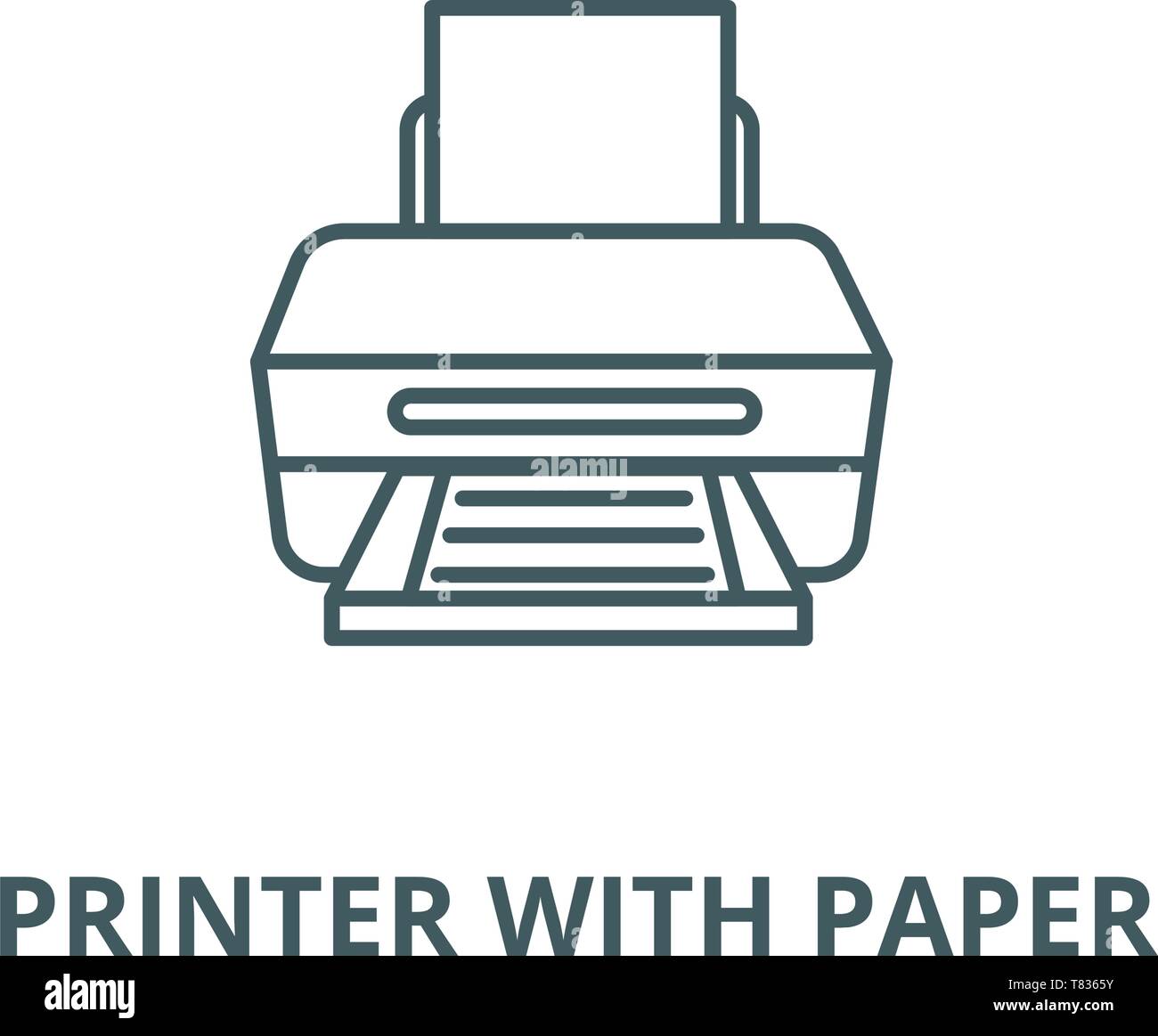 Printer with paper vector line icon, linear concept, outline sign ...