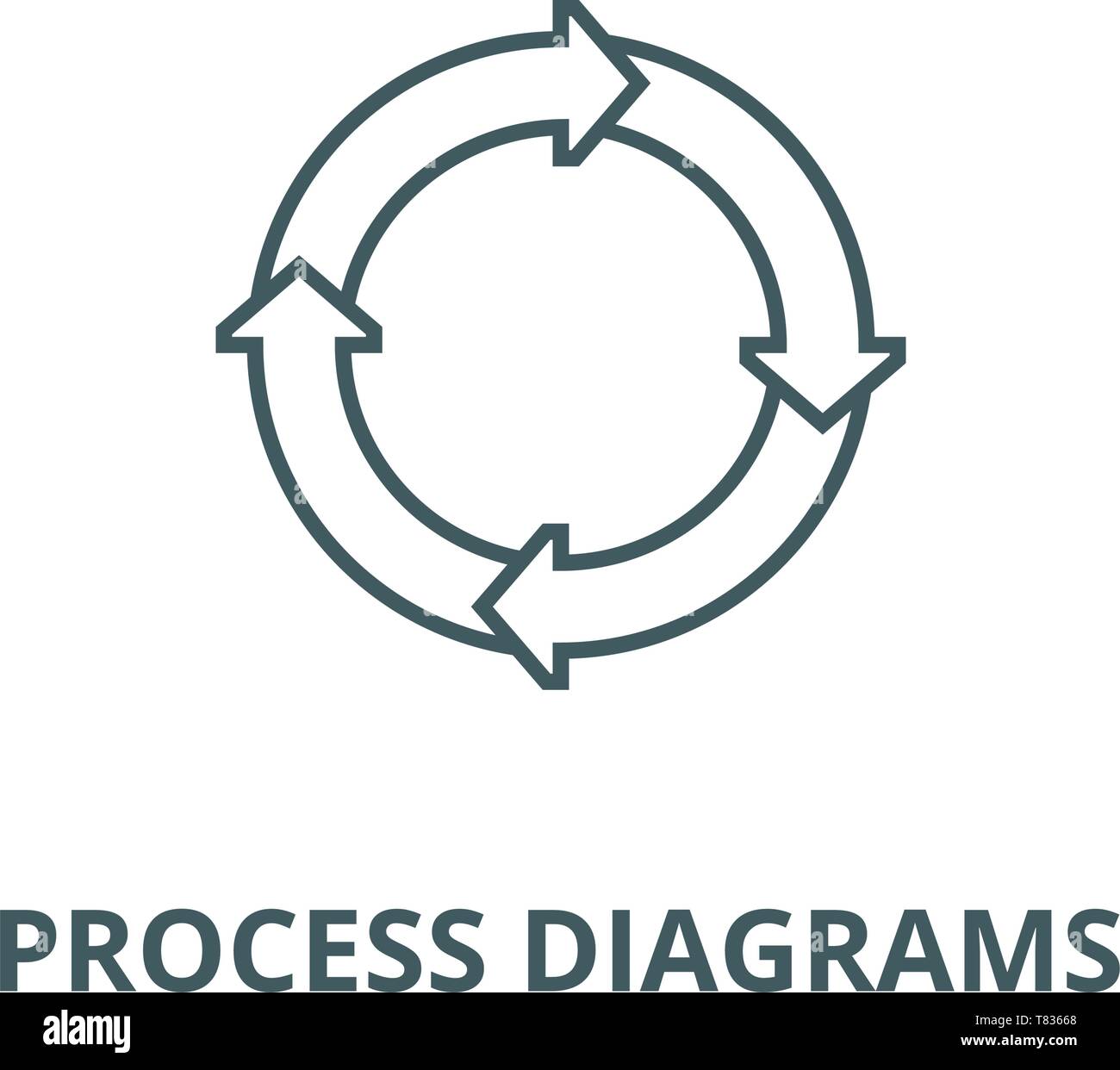 Process diagrams vector line icon, linear concept, outline sign, symbol ...