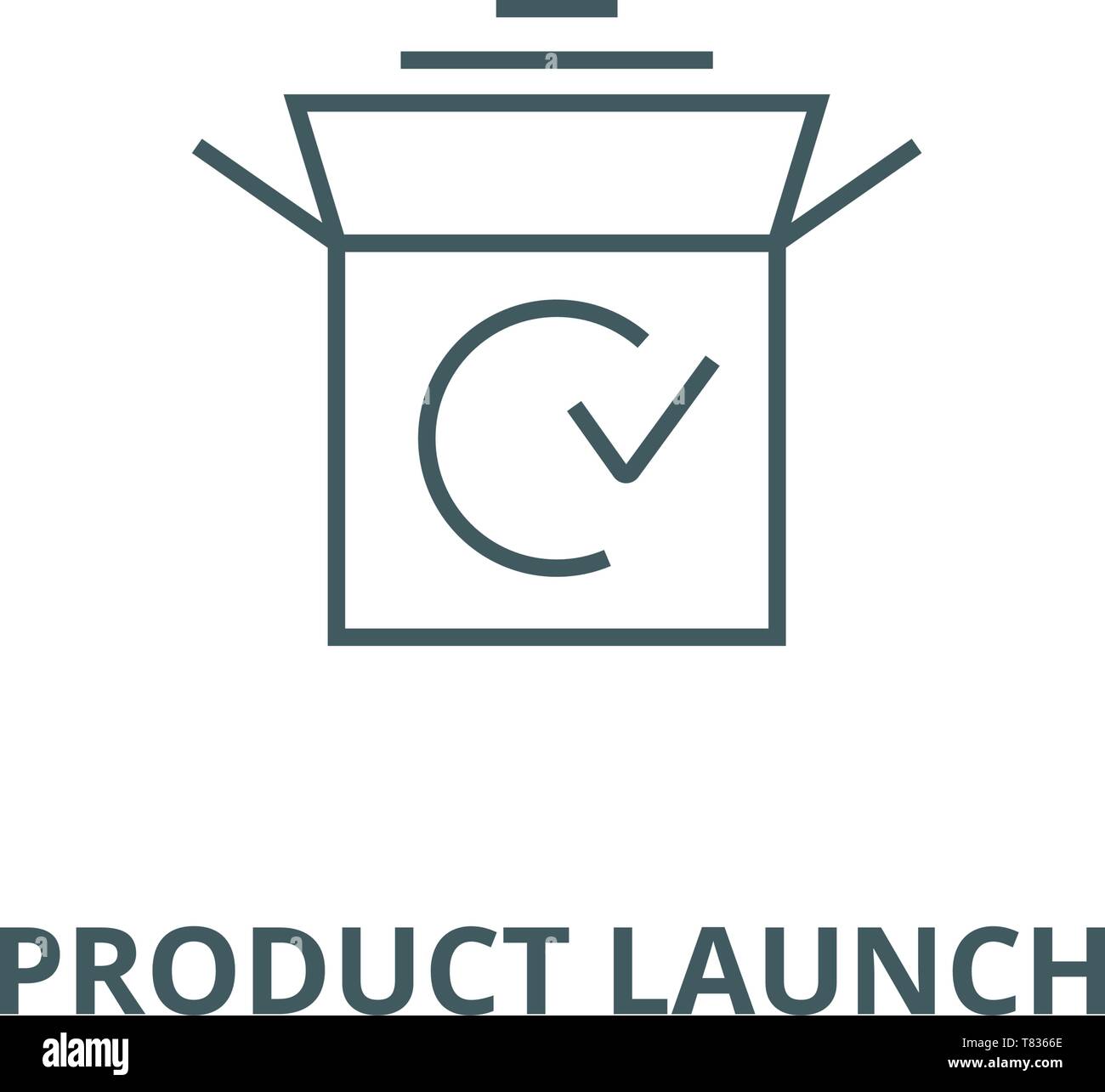 Product launch vector line icon, linear concept, outline sign, symbol ...