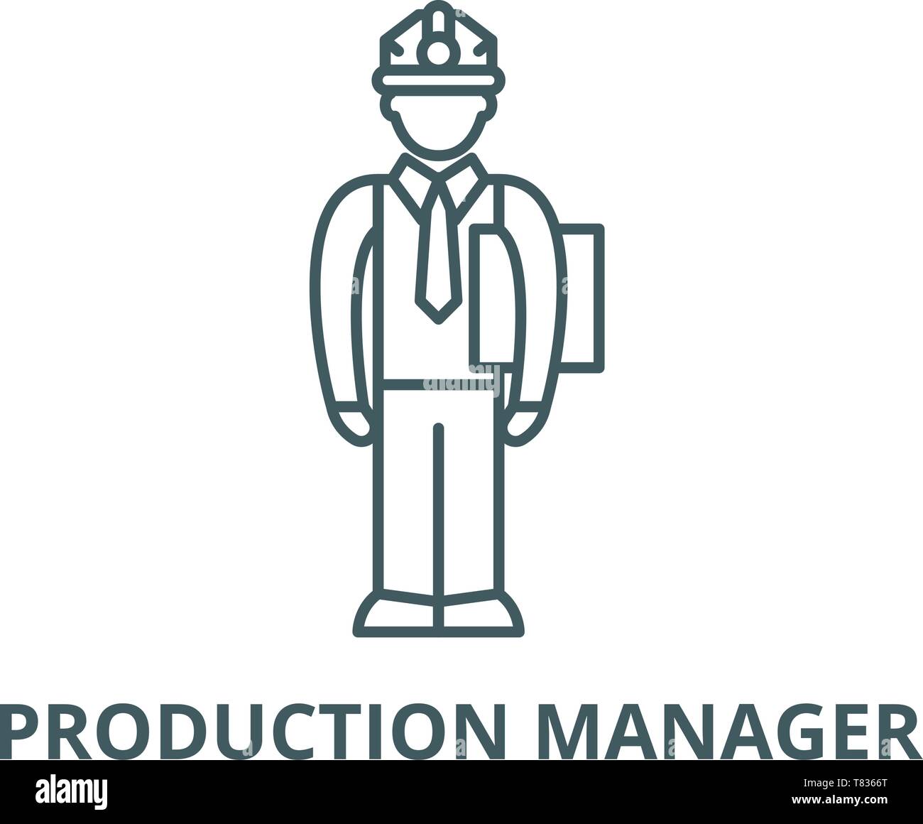 Production manager vector line icon, linear concept, outline sign ...