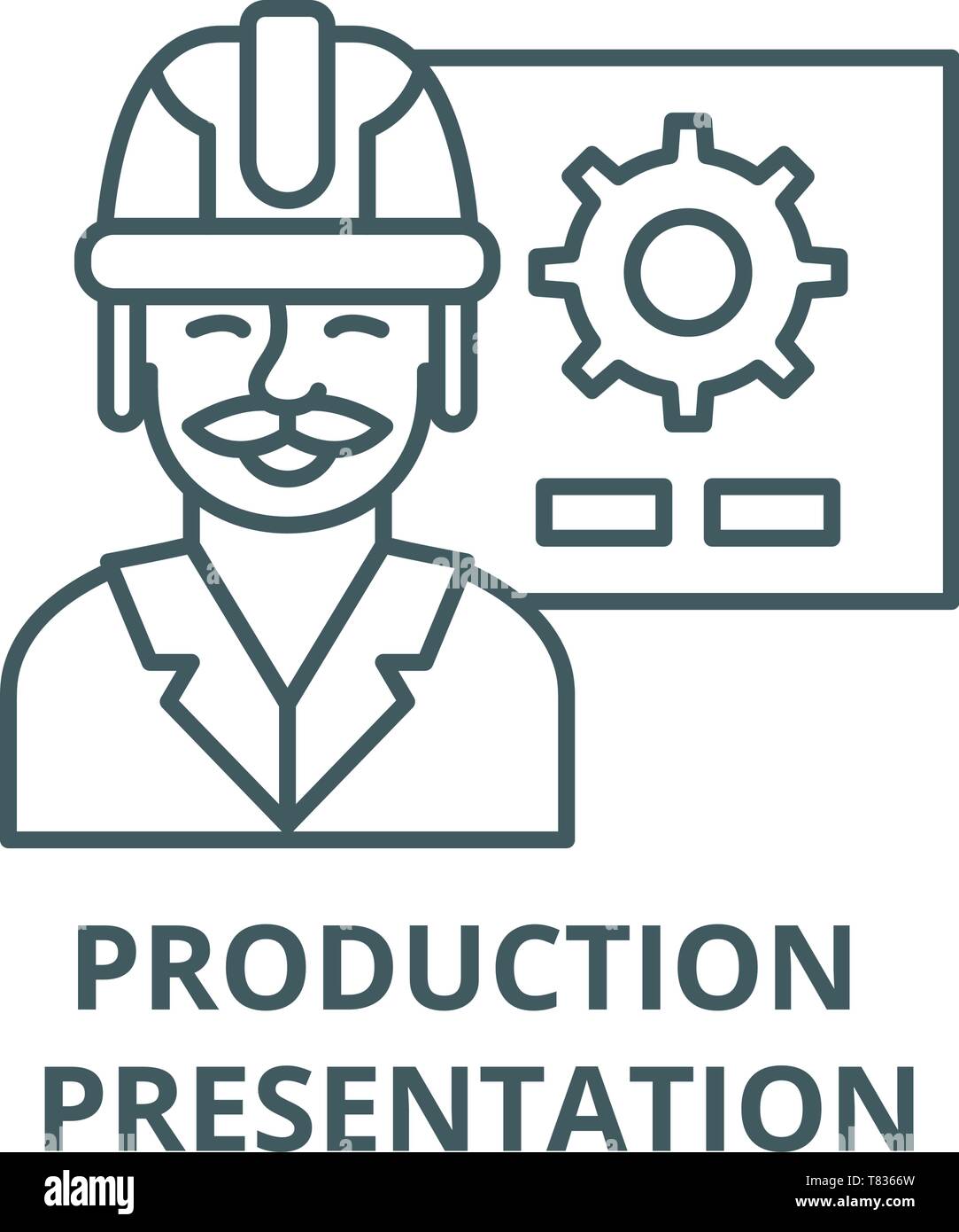 Production presentation vector line icon, linear concept, outline sign ...