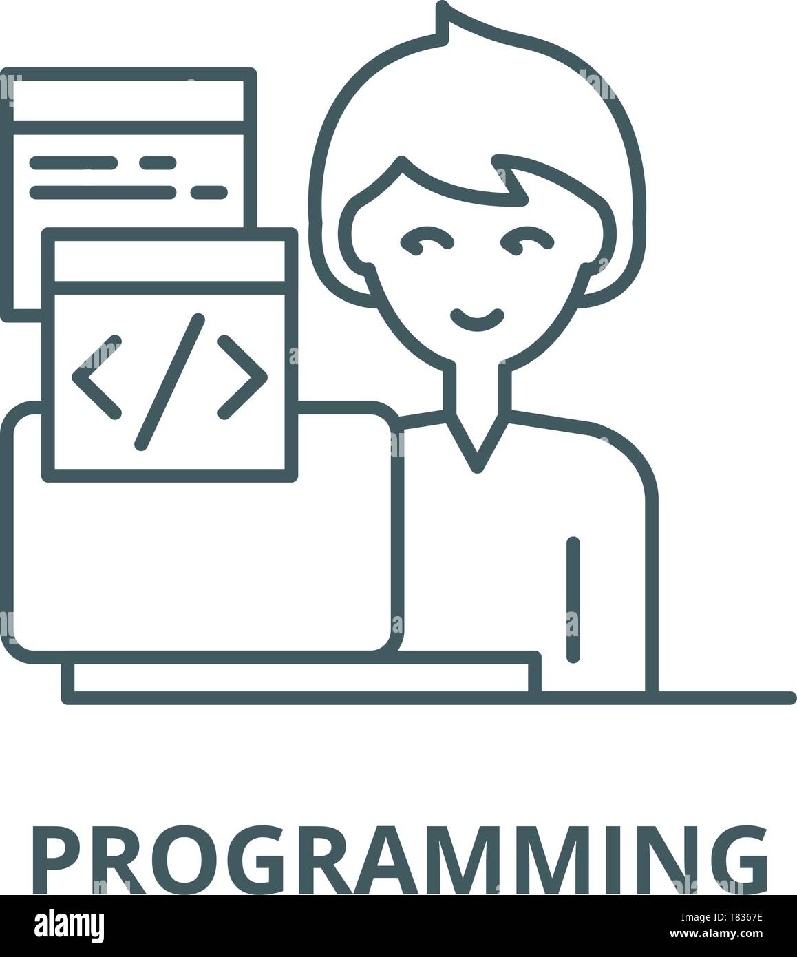 Programming vector line icon, linear concept, outline sign, symbol ...