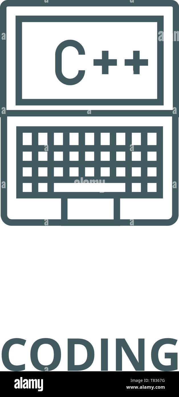 Programming Coding C Plus Vector Line Icon Linear Concept Outline