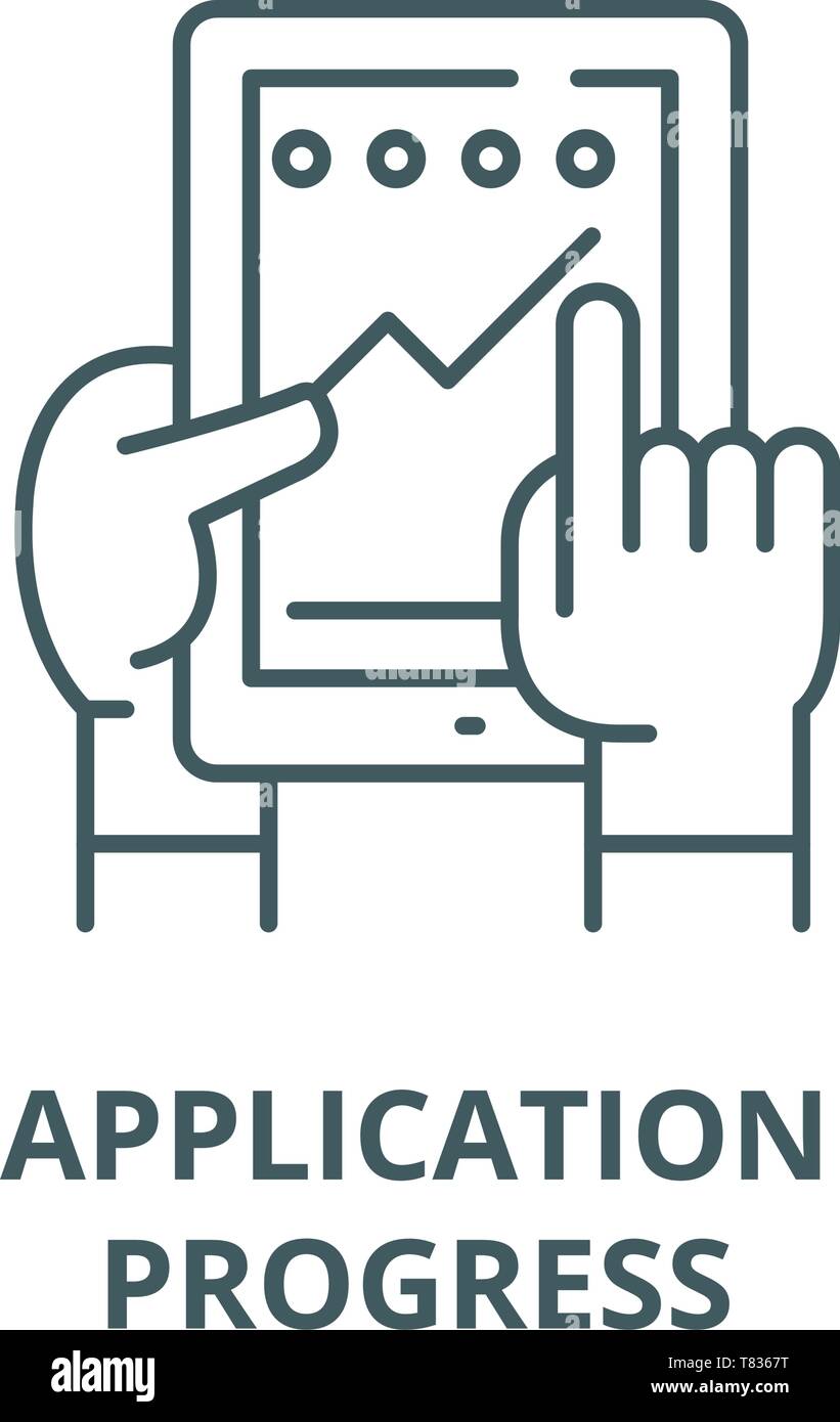 Progress in the application vector line icon, linear concept, outline ...