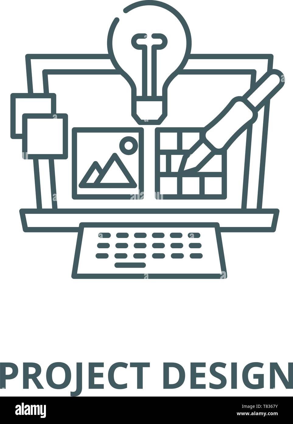 Project design vector line icon, linear concept, outline sign, symbol ...