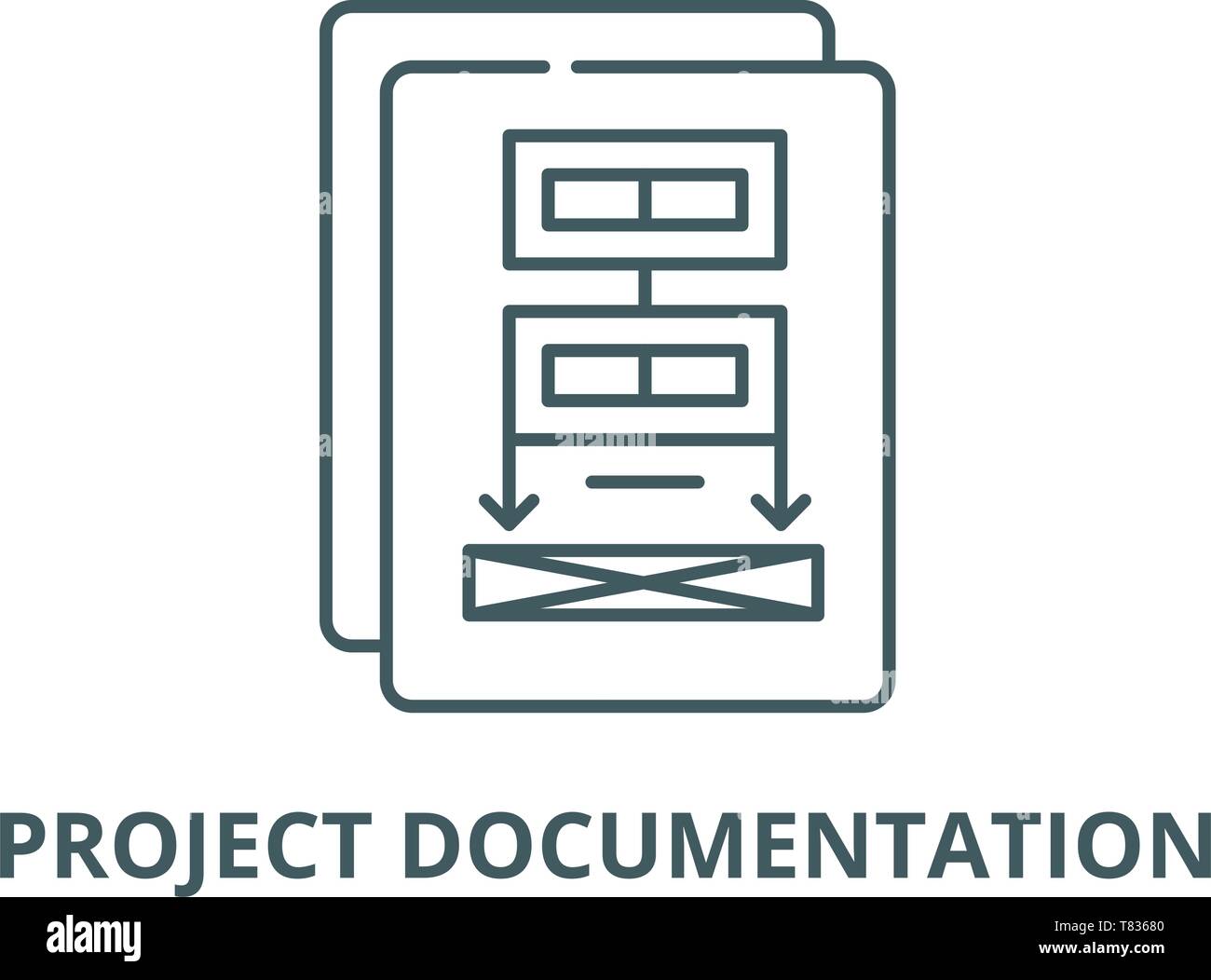 Project documentation vector line icon, linear concept, outline sign ...