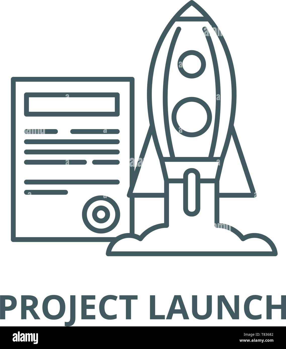 Project launch vector line icon, linear concept, outline sign, symbol ...