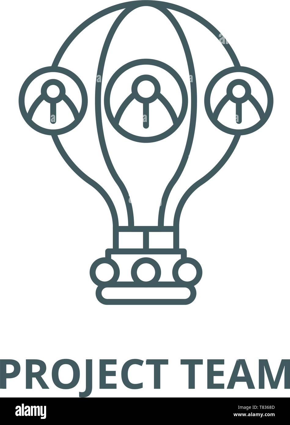 Project team vector line icon, linear concept, outline sign, symbol ...