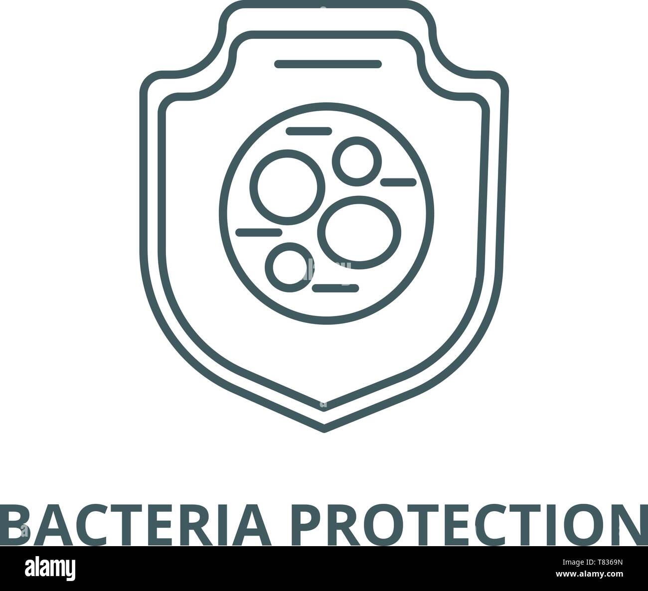 Protection from bacteria,safety shield vector line icon, linear concept ...