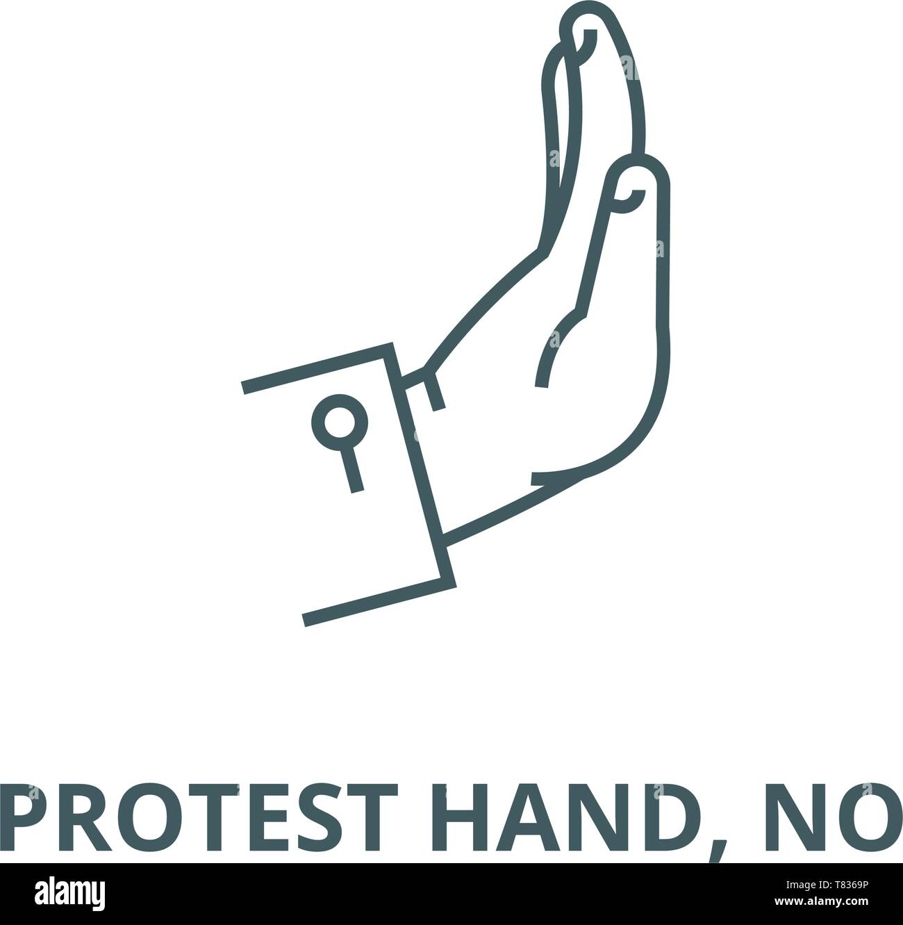 Protest hand, no vector line icon, linear concept, outline sign, symbol ...