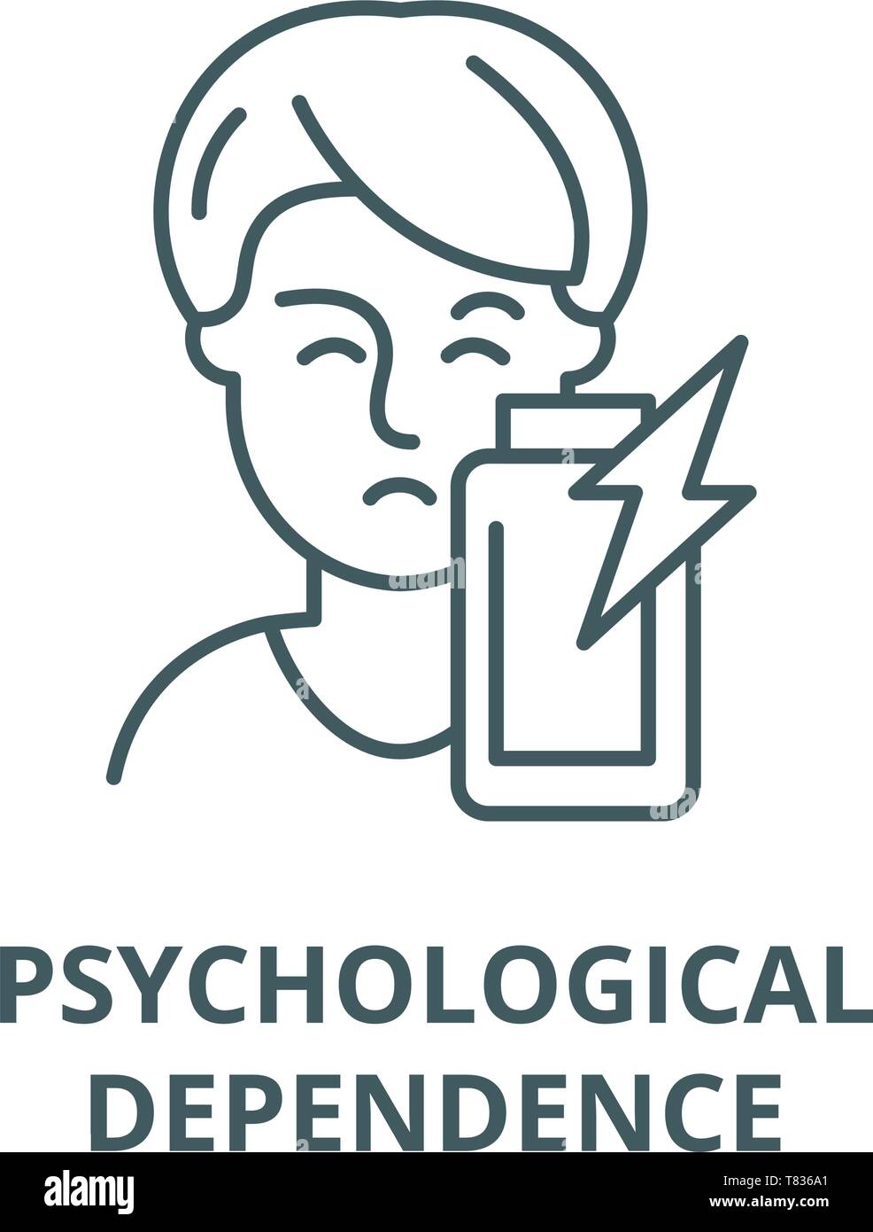 Psychological dependence vector line icon, linear concept, outline sign ...