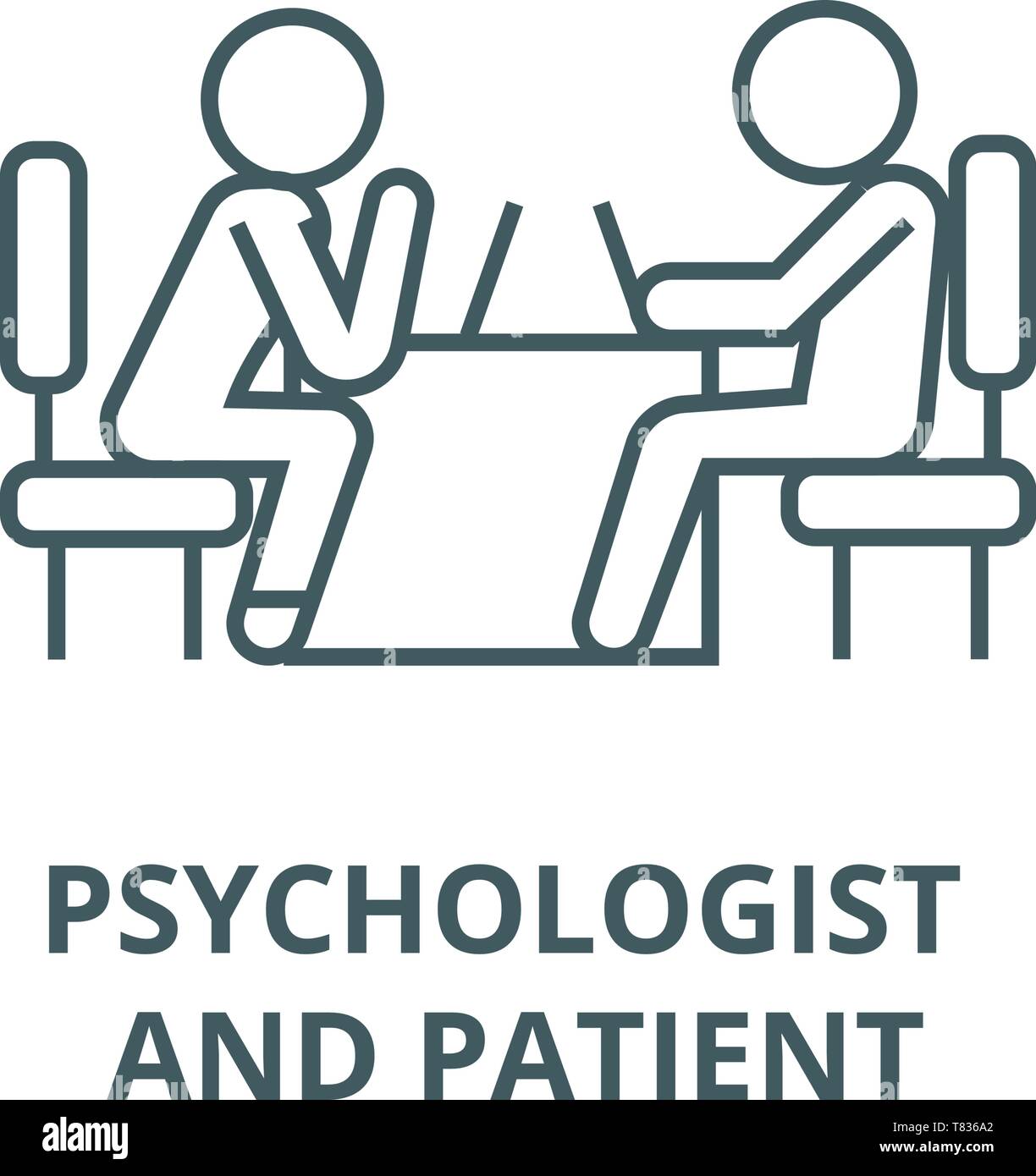 Psychologist and patient vector line icon, linear concept, outline sign ...