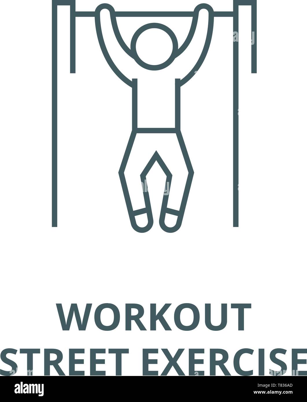 Pull up, workout, street exercise vector line icon, linear concept ...