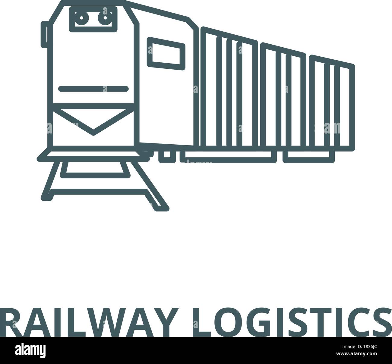 Railway logistics,train,cargo vector line icon, linear concept, outline ...