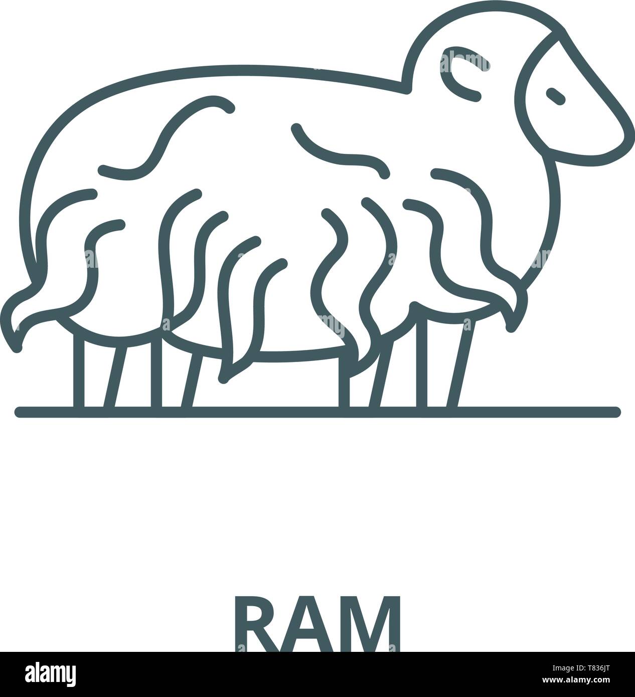 Ram vector line icon, linear concept, outline sign, symbol Stock Vector ...