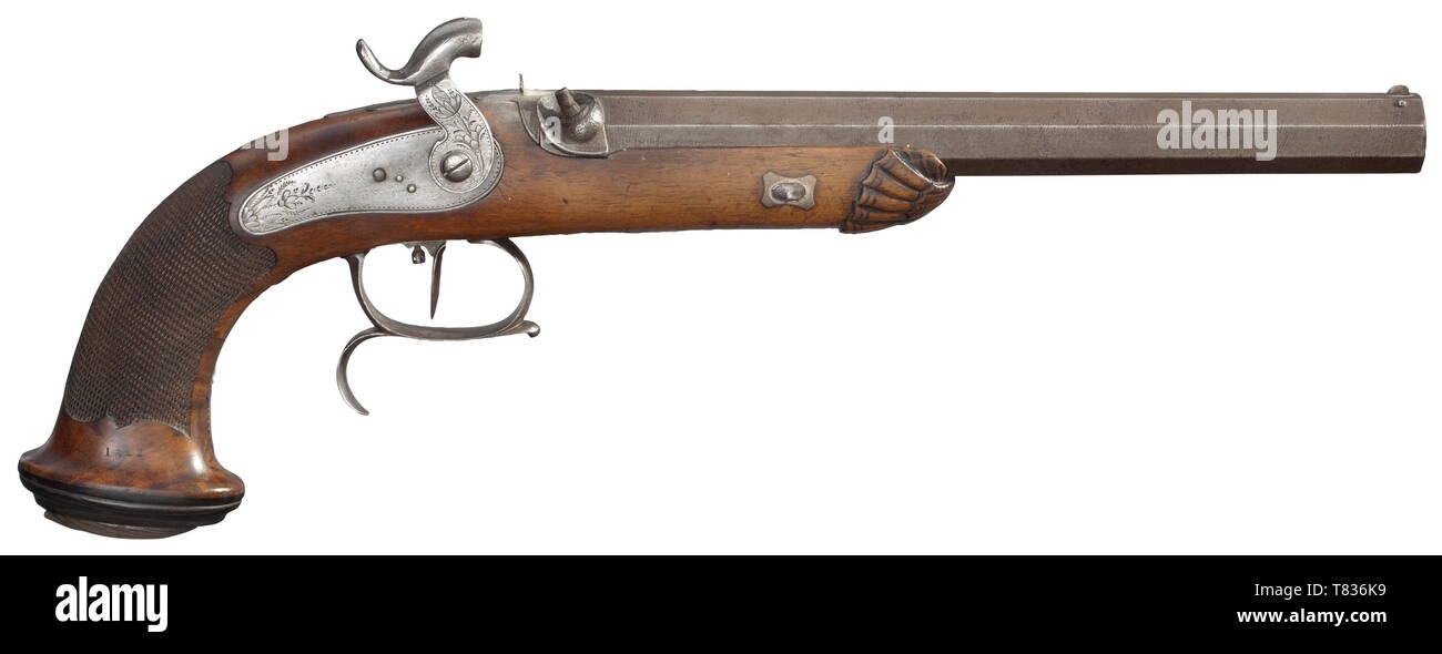 Small arms, pistols, caplock pistol, caliber 12,5 mm, Liege, Belgium ...