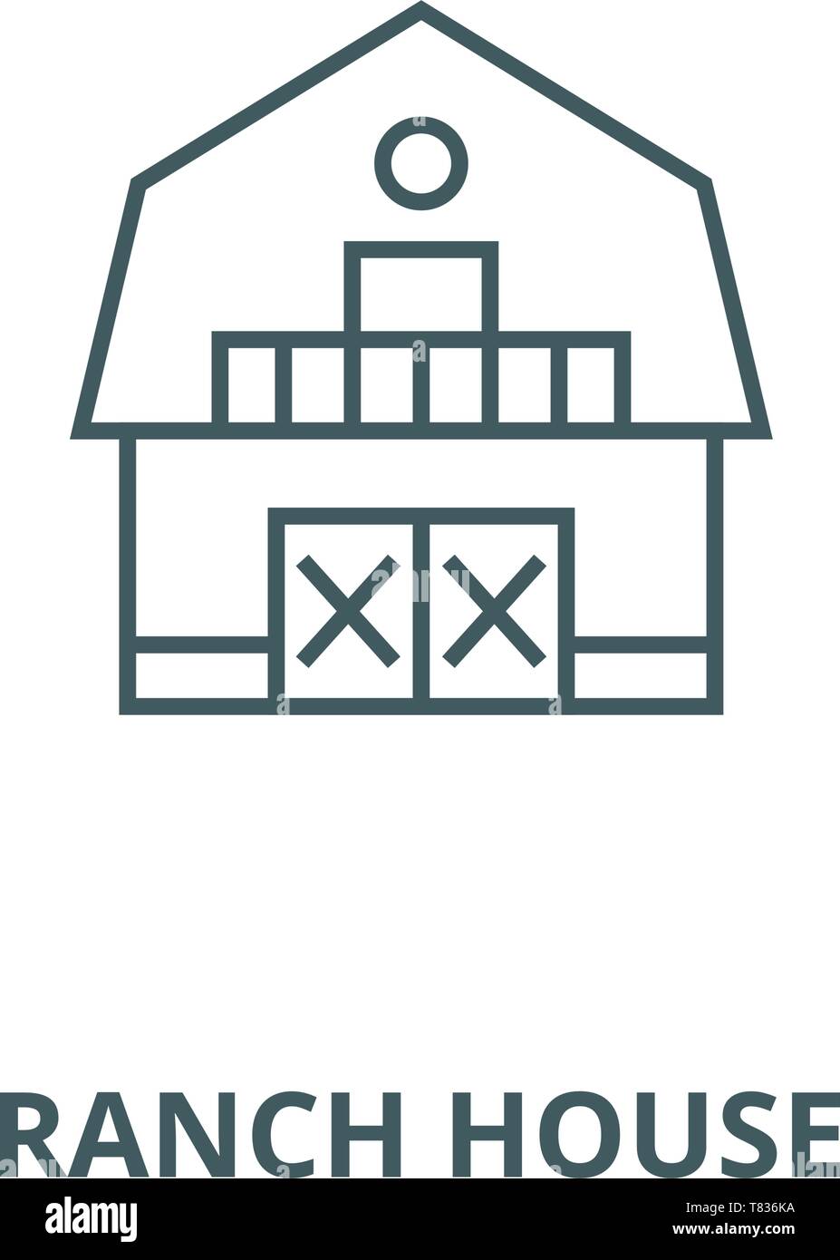 Ranch house vector line icon, linear concept, outline sign, symbol ...