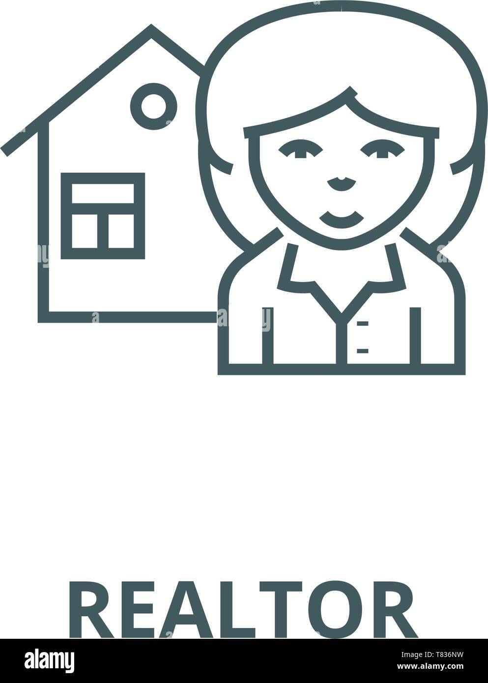 Realtor vector line icon, linear concept, outline sign, symbol Stock ...