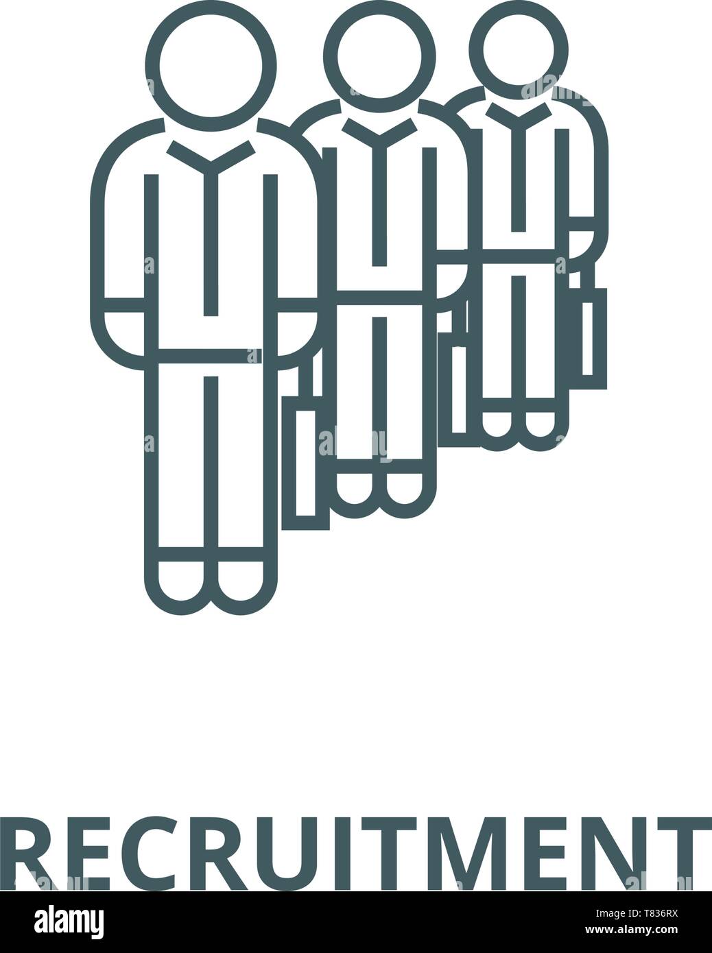 Recruitment agency, people with suticase vector line icon, linear ...