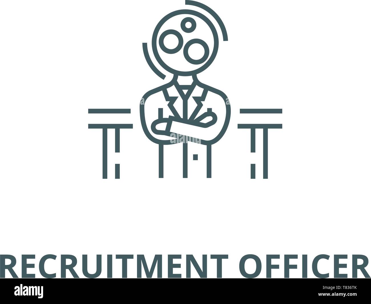 Recruitment officer,analytics manager vector line icon, linear concept ...