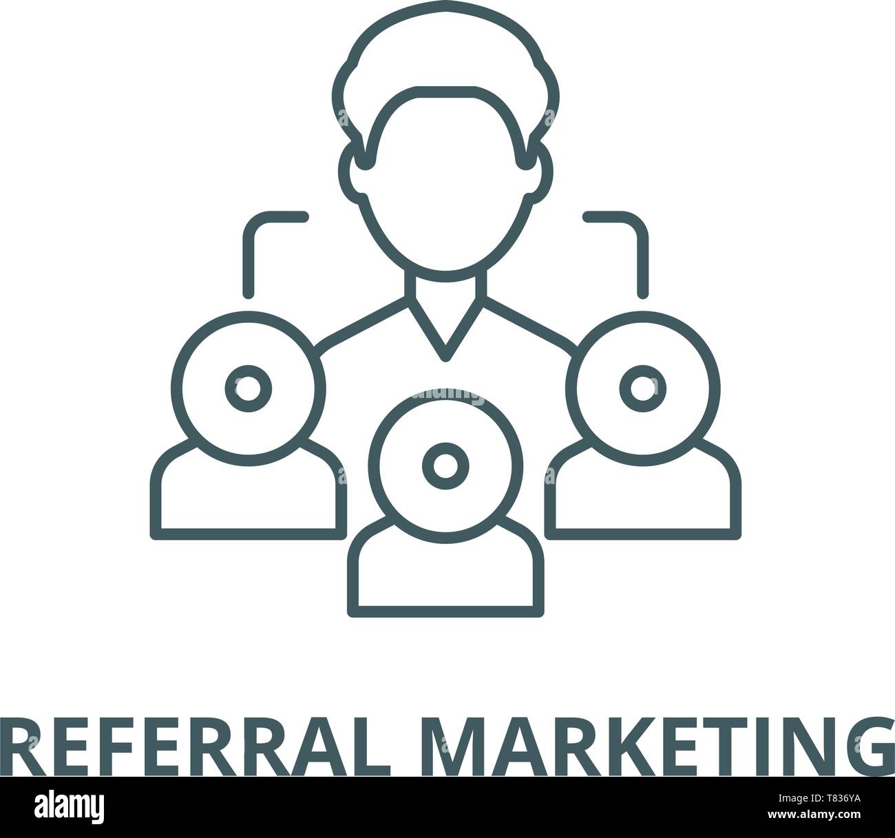Referral marketing vector line icon, linear concept, outline sign ...