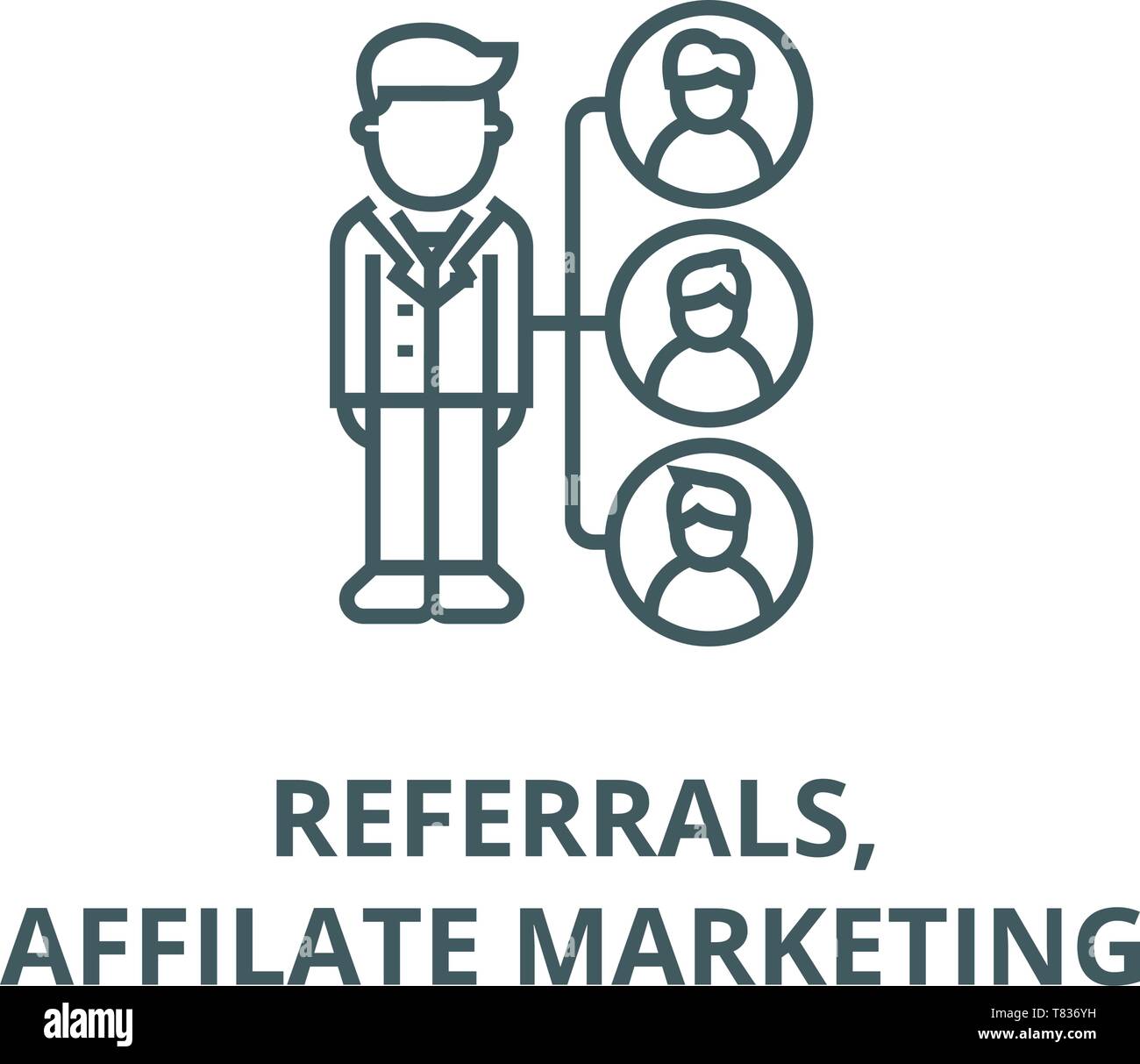 Referrals,affilate marketing vector line icon, linear concept, outline ...