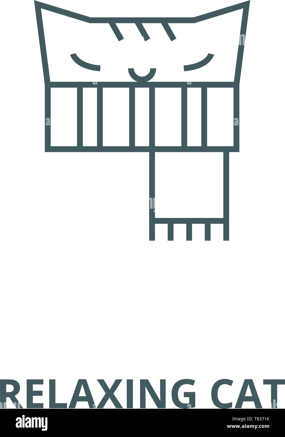 Relaxing cat vector line icon, linear concept, outline sign, symbol ...