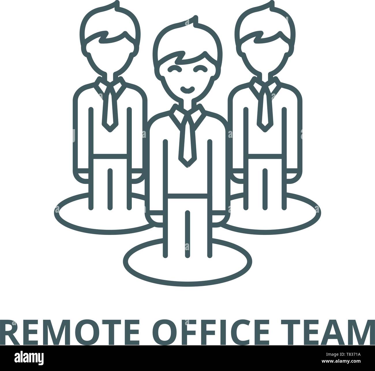 Remote office team vector line icon, linear concept, outline sign ...