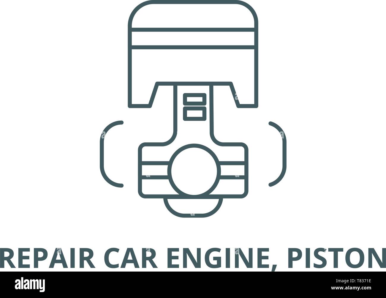 Repair car engine, piston vector line icon, linear concept, outline ...