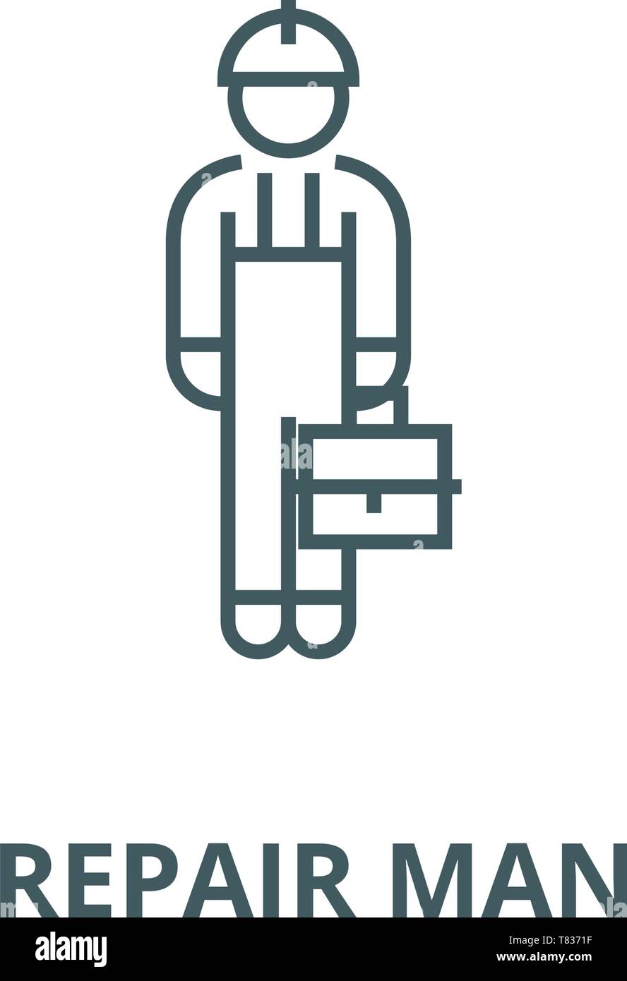 Repair man vector line icon, linear concept, outline sign, symbol Stock ...
