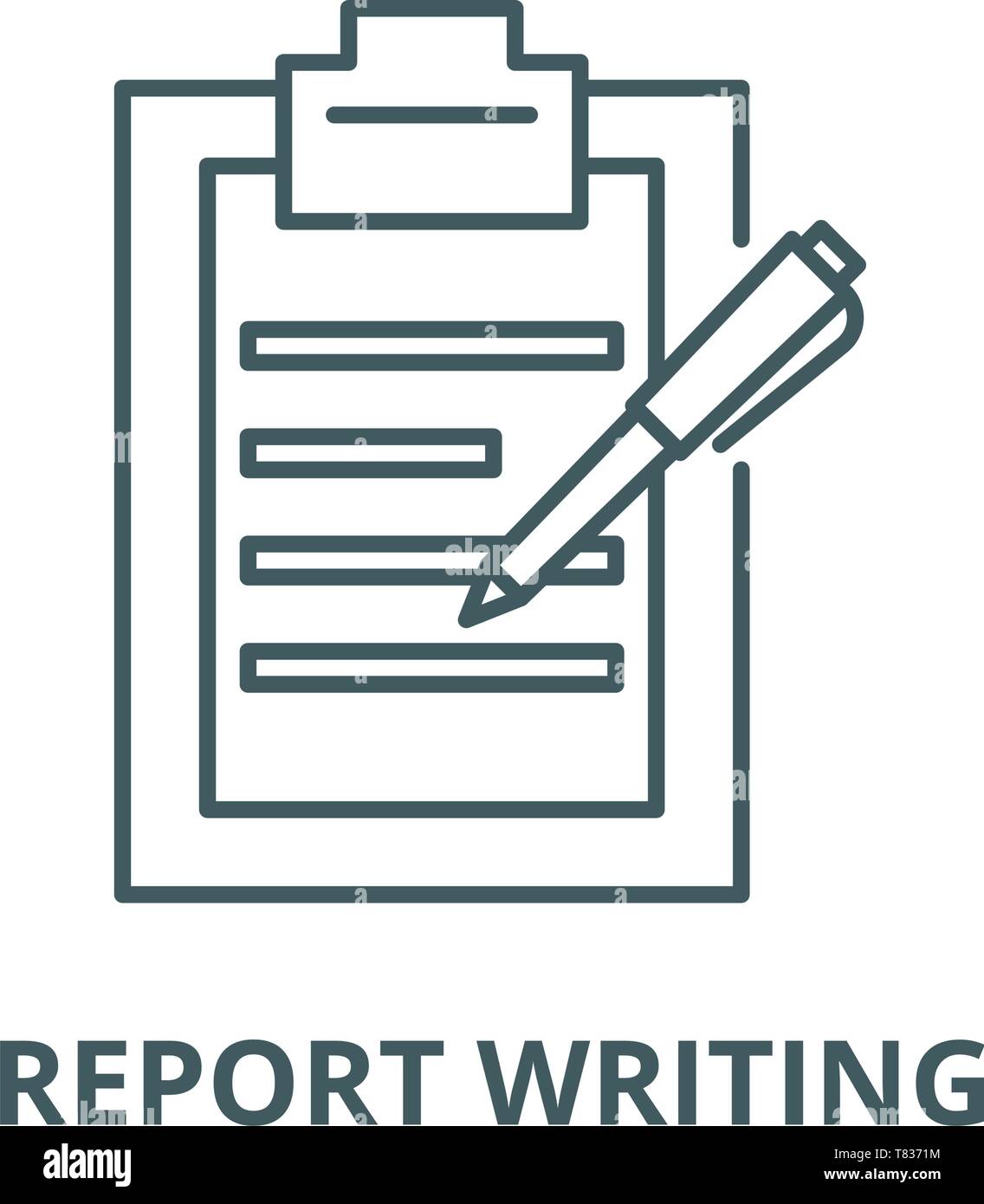 Report writing vector line icon, linear concept, outline sign, symbol ...
