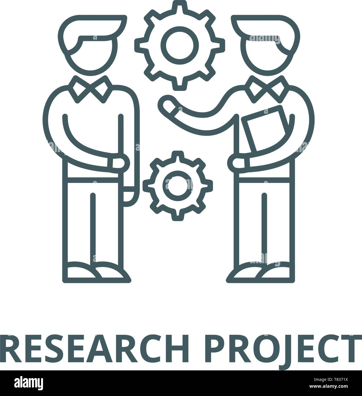 Research project vector line icon, linear concept, outline sign, symbol ...